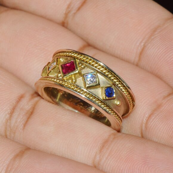 ExoticGoldJewelry | Jewelry | Gorgeous Natural Diamond Ruby Sapphire 8k ...